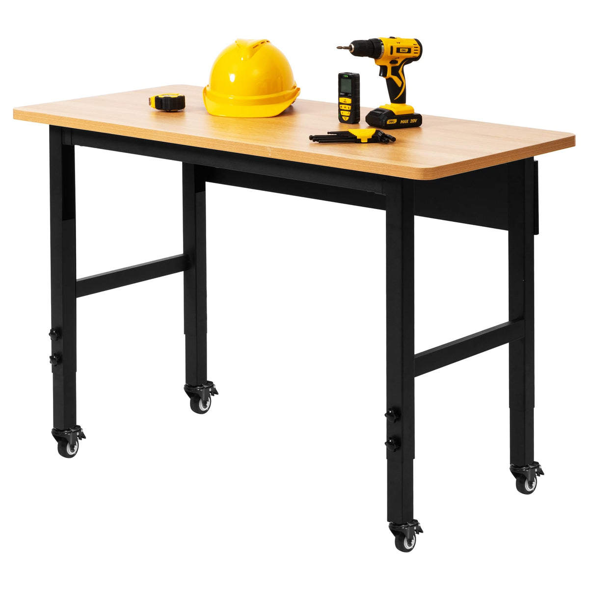 48" Adjustable Workbench with Wheels, Rolling Work Table for Garage, 2 ...