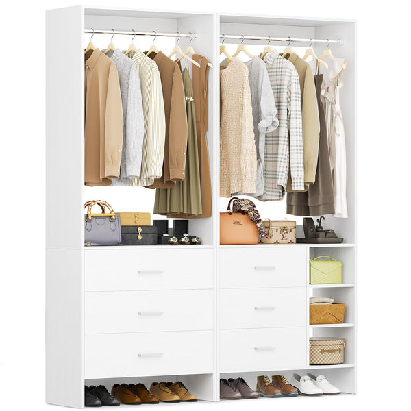 Aheaplus Closet System with 6 Drawers, 4.5ft Wood Closet Organizer Sys ...