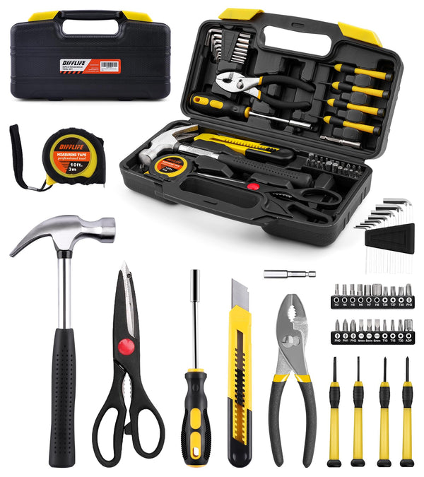 DIFFLIFE 40-Piece Tool Set - General Household Hand Tool Kit with Plas ...