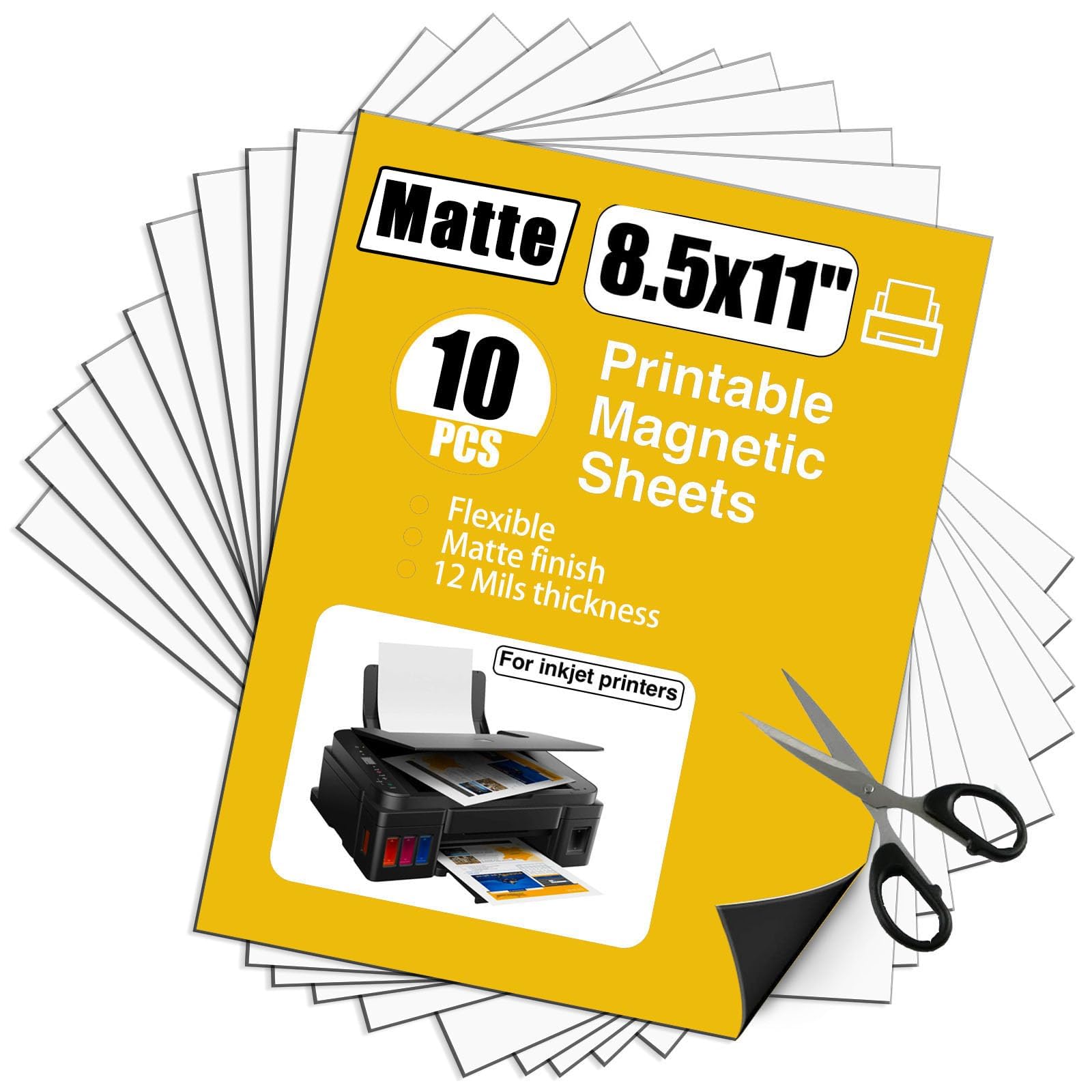 JINGZHAN Printable Magnet Sheets Non Adhesive,8.5 X11 Inches for Inkjet ...