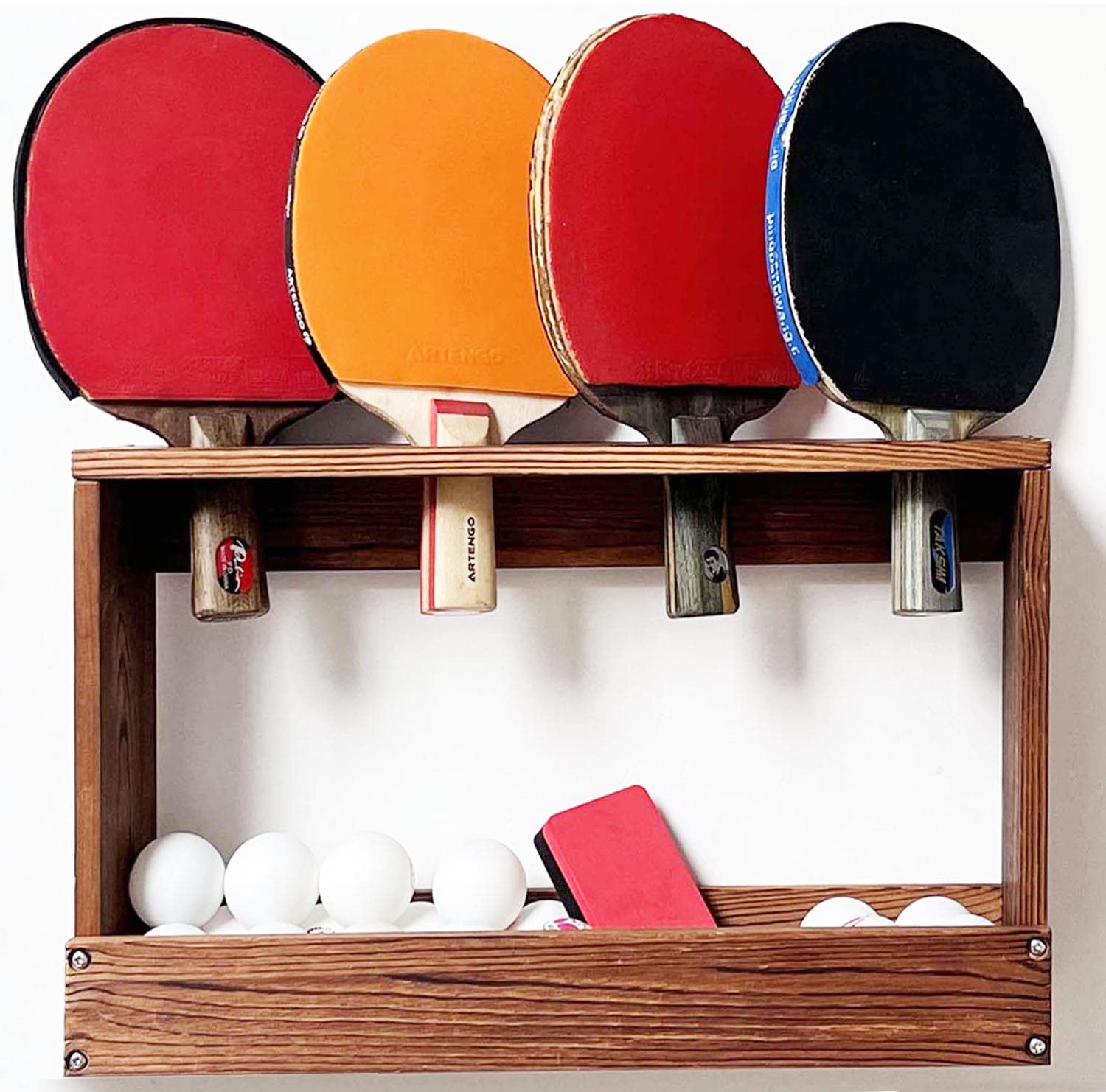 Ping Pong Paddle Holder Rack Rustic with Pre-Buried Sleeves Bolt Crack ...