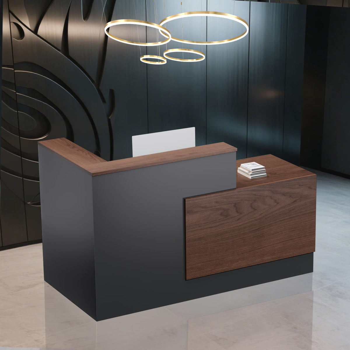 L-Shaped Modern Large Wooden Commercial Reception Desk with Counter ...