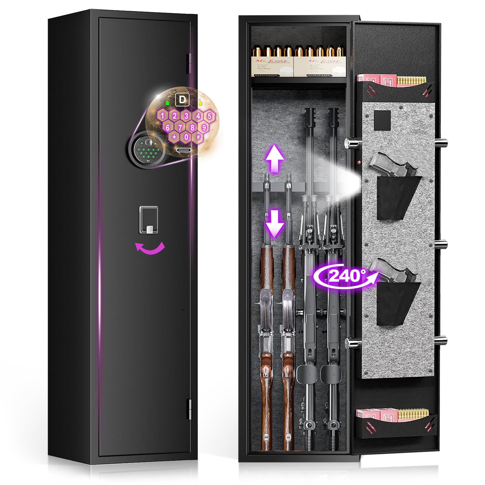 2-4 Rifles Gun Safe, Electronic Gun Safe for Home Rifles and Pistols ...