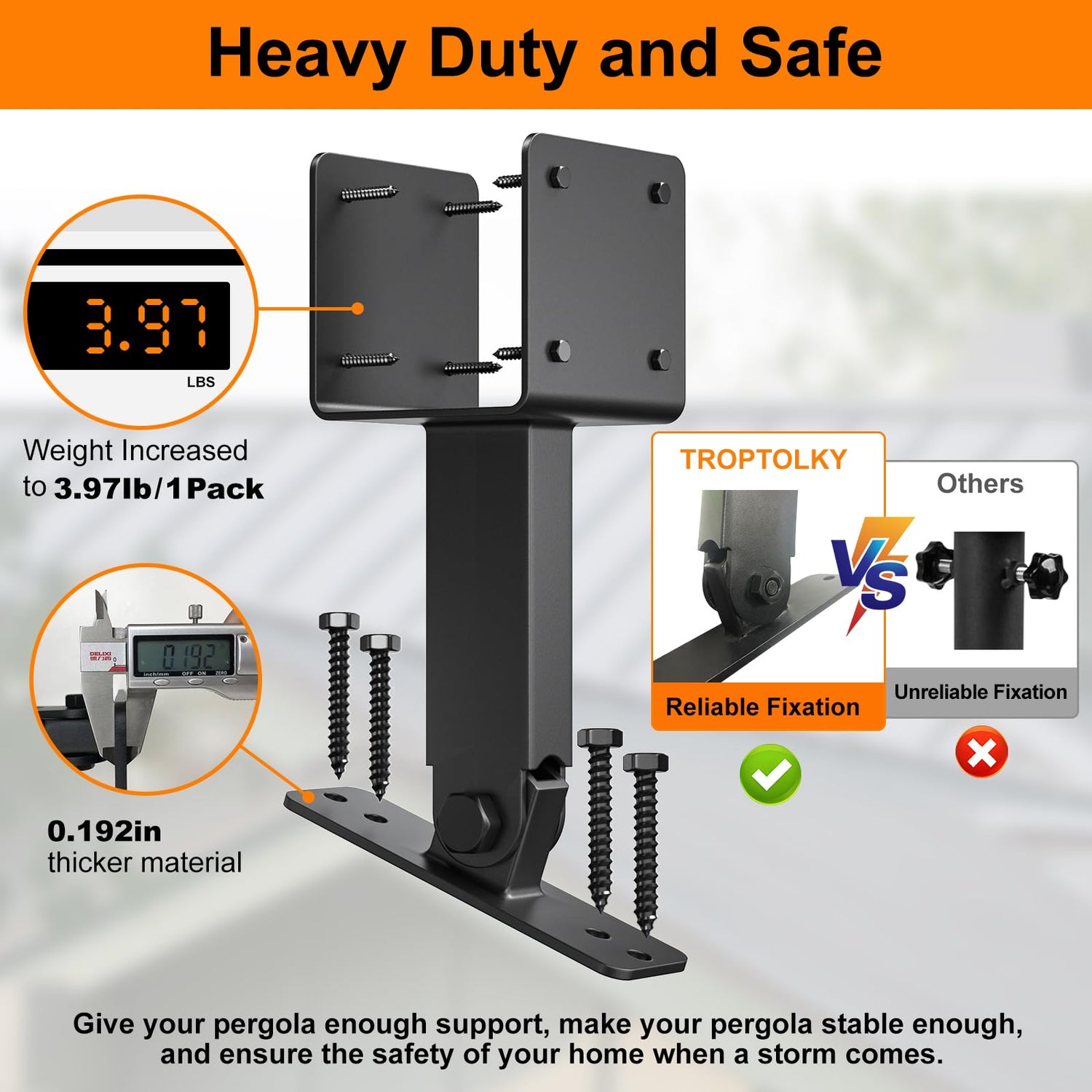 4x4 Heavy Duty Roof Riser Brackets Kit, TROPTOLKY Adjustable Angle Per ...