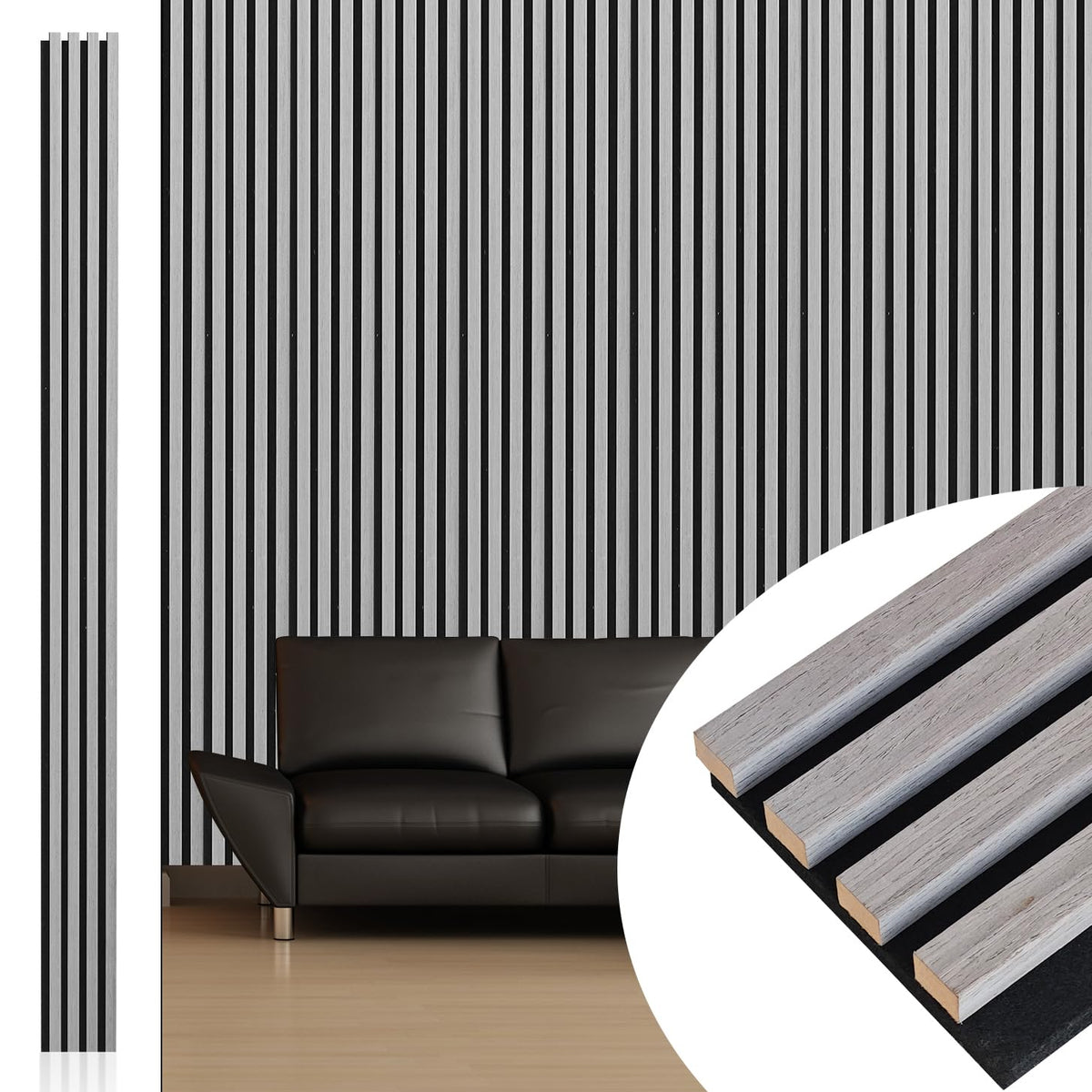 NeatiEase Wood Wall Panels, 9 Feet Acoustic Slat Wall Panels for Inter ...