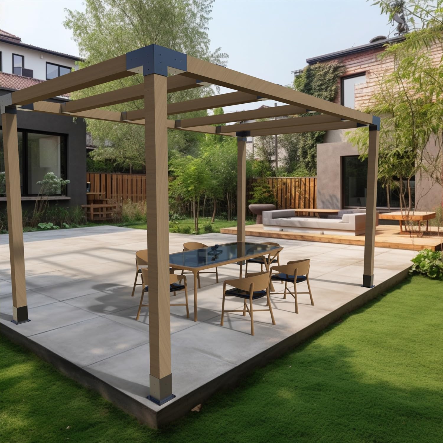 YEOOE 4 Pack Pergola Brackets 4x4 (Actual: 3.5x3.5 Inch), Rafter Post ...