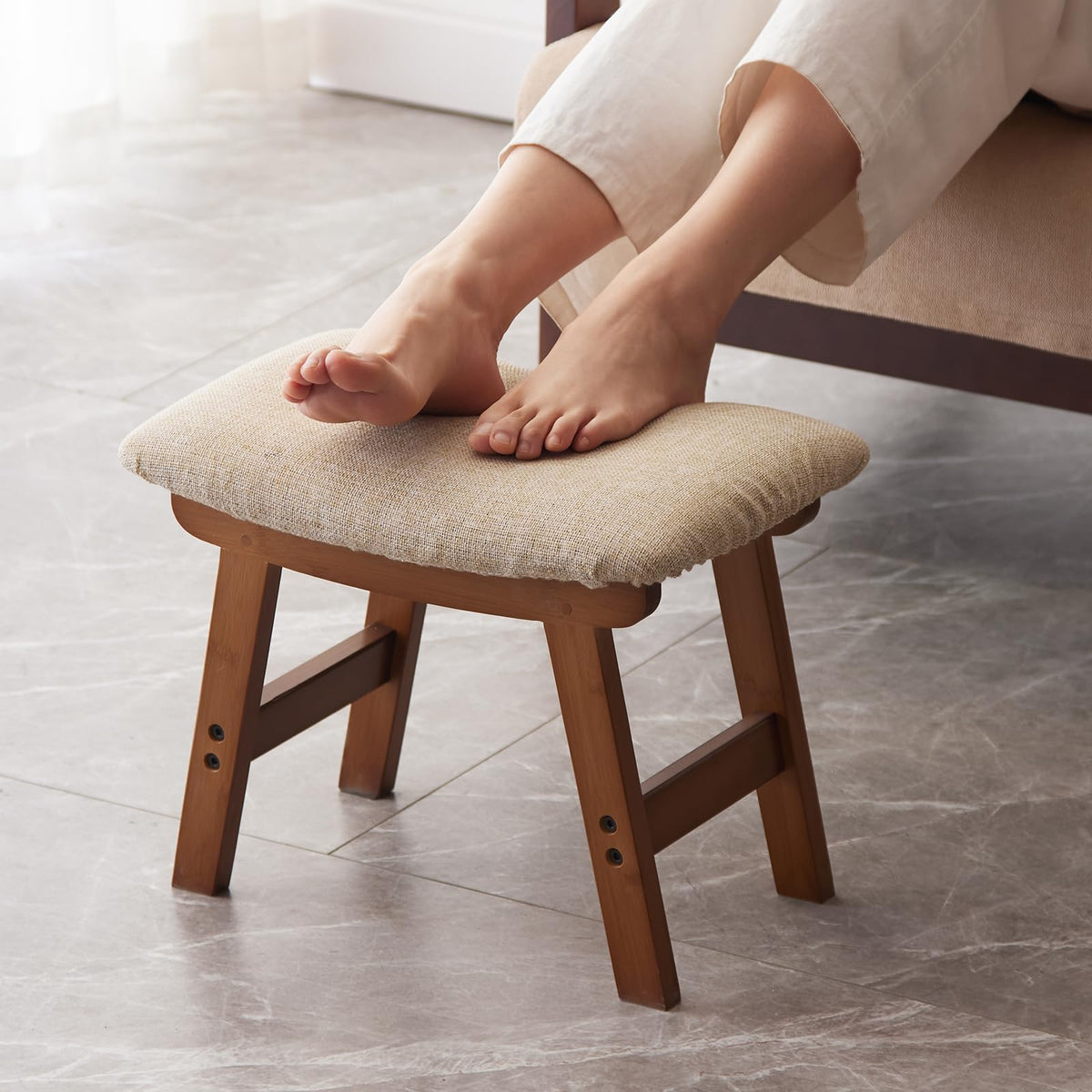 Foot Stool,Ottoman and Footstool,Small Sofa Foot Rest,Bamboo Foot Stoo ...