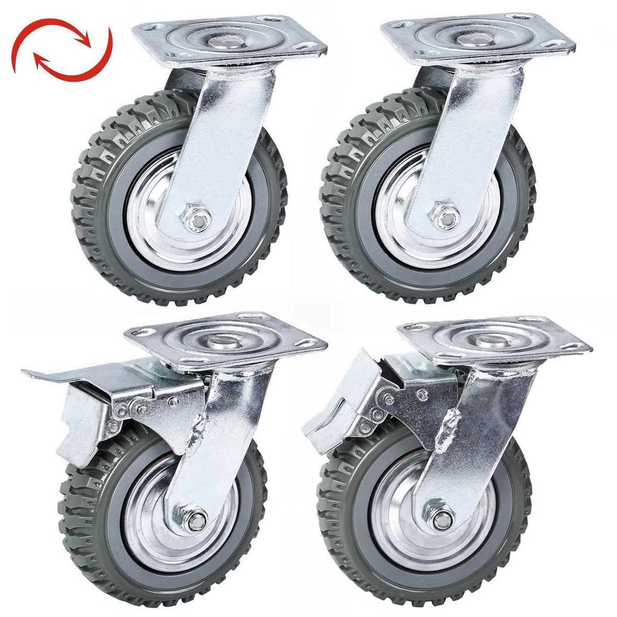 uyoyous 6 inch Caster Wheels Heavy Duty 4 Pack Anti-Skid Swivel Caster ...