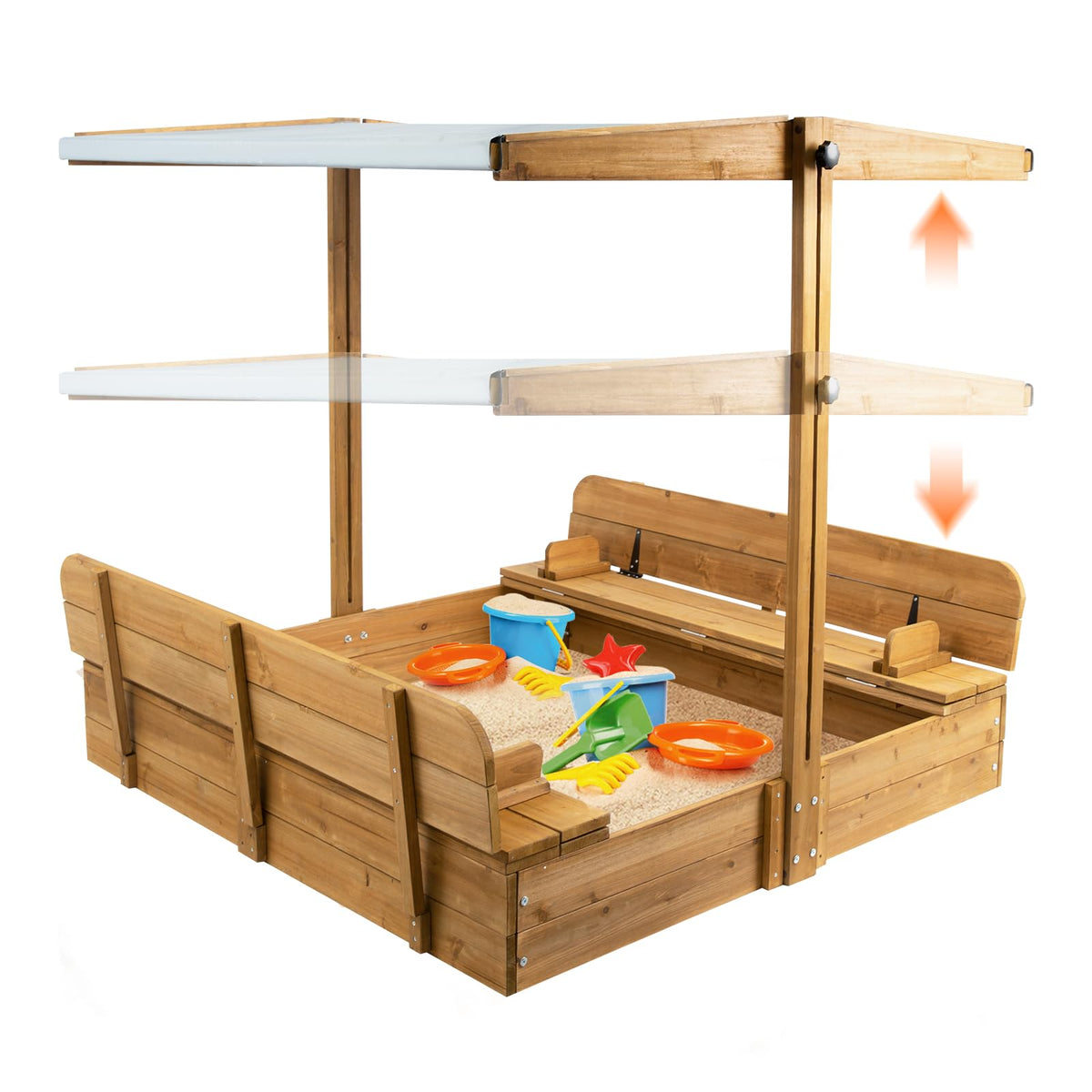 PetsCosset Wooden Sandbox with Cover, Sand Boxes for Kids Outdoor with ...