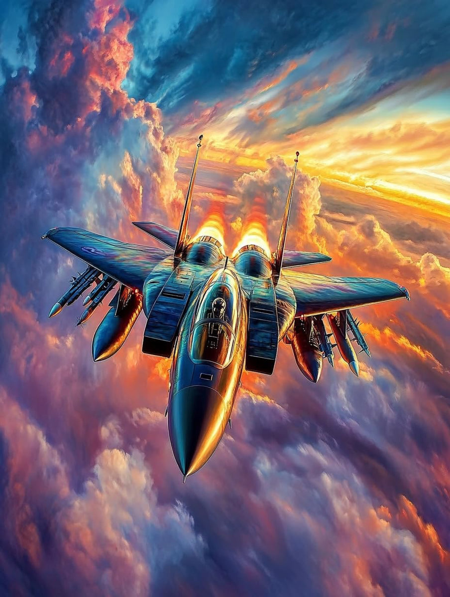 5D Airplane Fighter Jet Aviation Diamond Art 12x16 Inch Full Drill Dia ...
