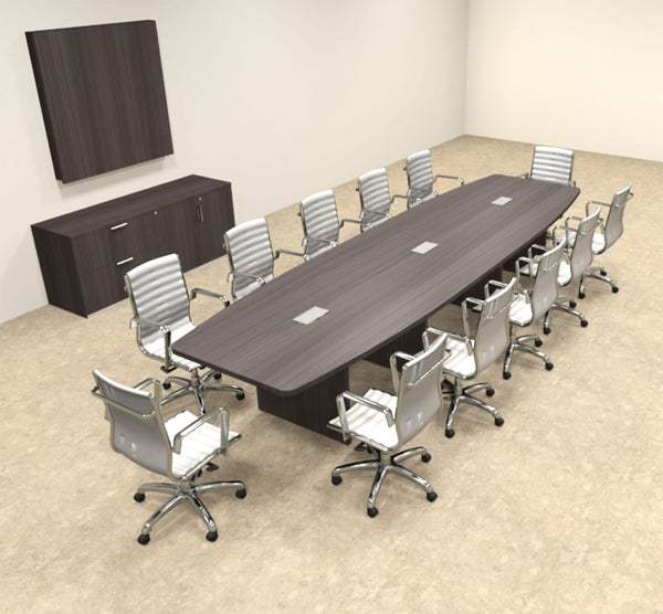 Modern Boat Shapedd 14' Feet Conference Table, OF-CON-C135 – WoodArtSupply