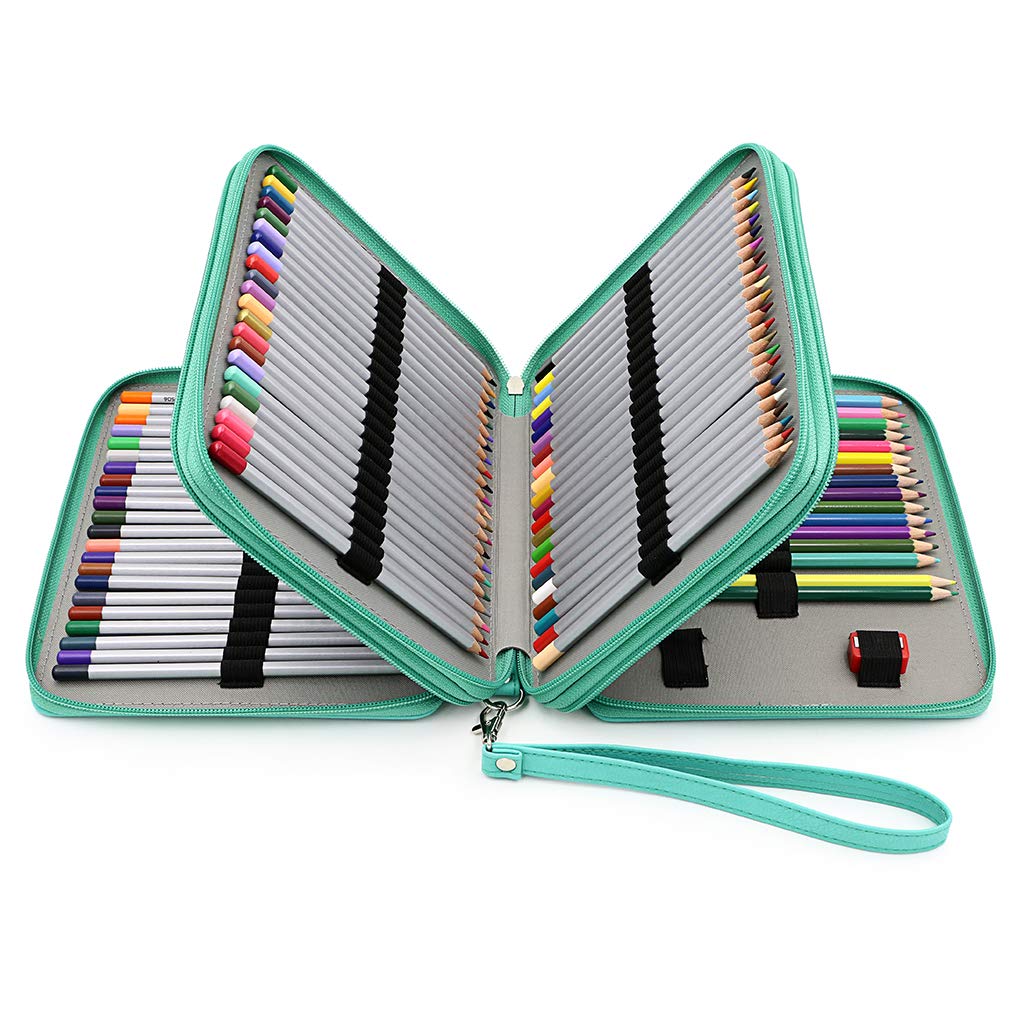 BTSKY Deluxe PU Leather Pencil Case For Colored Pencils - 120 Slot Pen ...