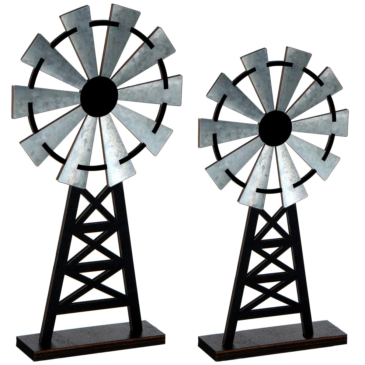 Yalikop Set of 2 Wooden Farmhouse Windmill Table Top Decor Wood Small ...