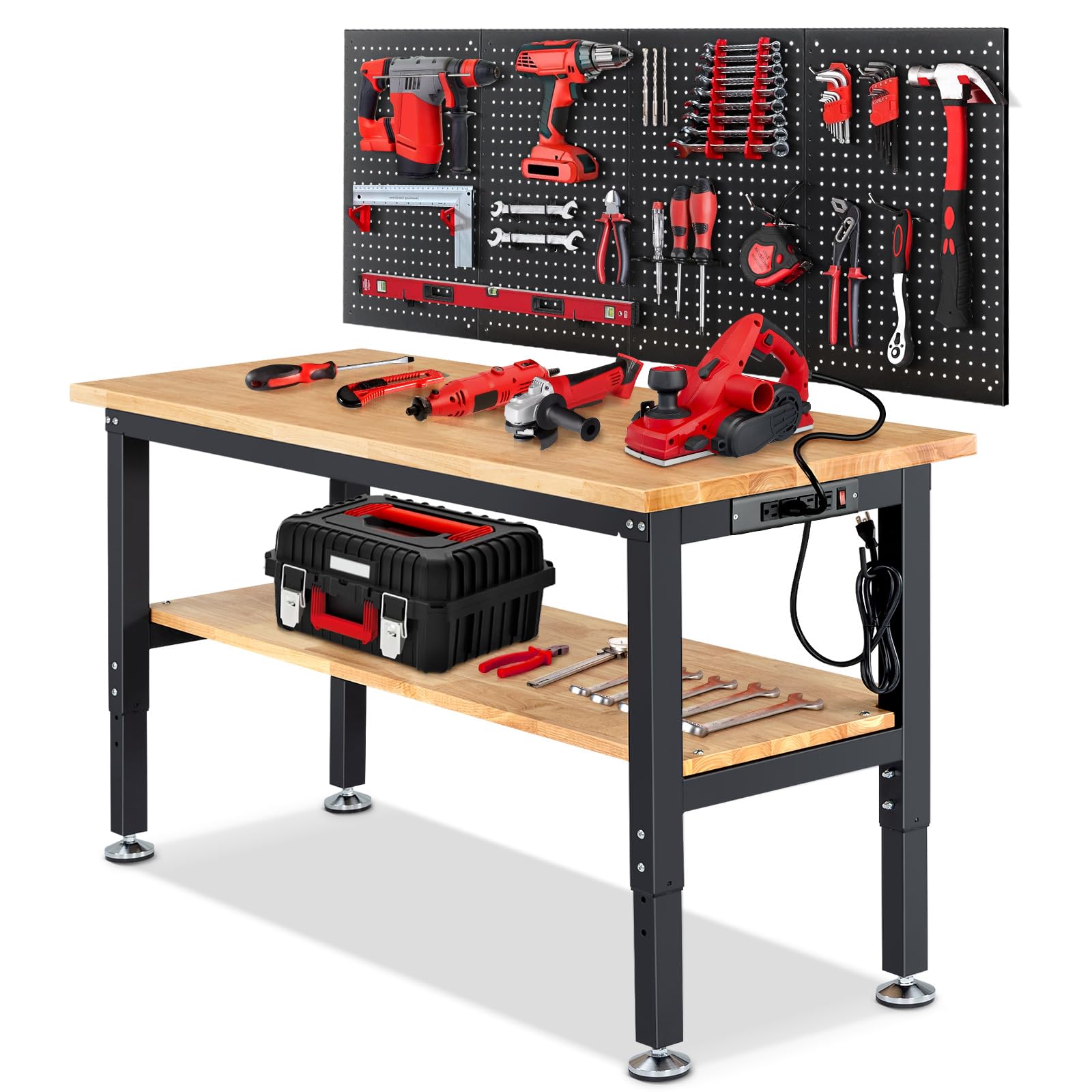 ENJOYWOOD Adjustable Height Work Bench 60x 22 Workbench for Garage Work ...