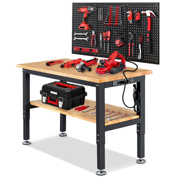 ENJOYWOOD Adjustable Height Work Bench 48 x 20 Workbench for Garage Wo ...