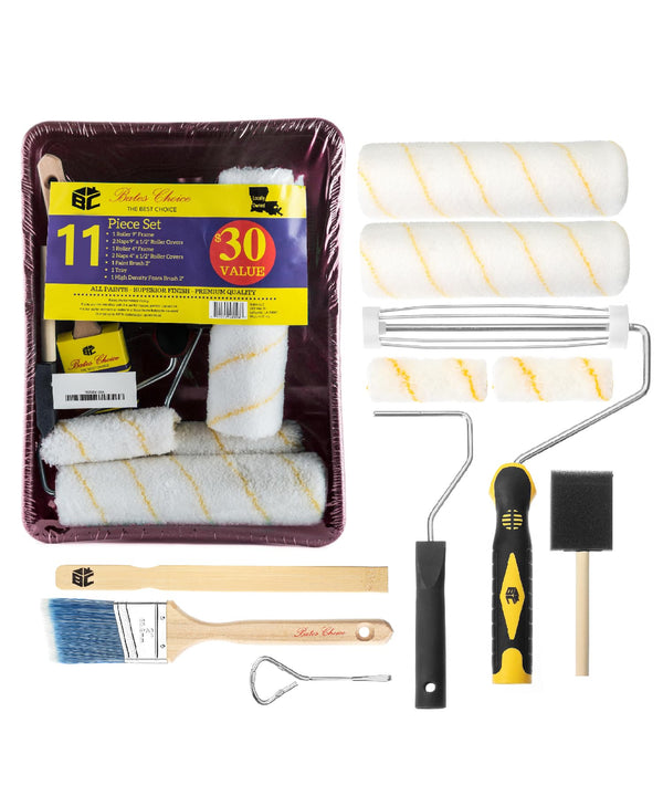 Bates- Paint Tray Set, 11 pcs, Paint Roller Kit, Paint Rollers 9 Inch ...