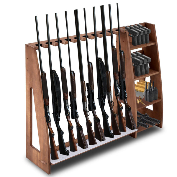 Wooden Gun Rack with Holder, Indoor Floor Standing Rifle Rack, Gun Dis ...