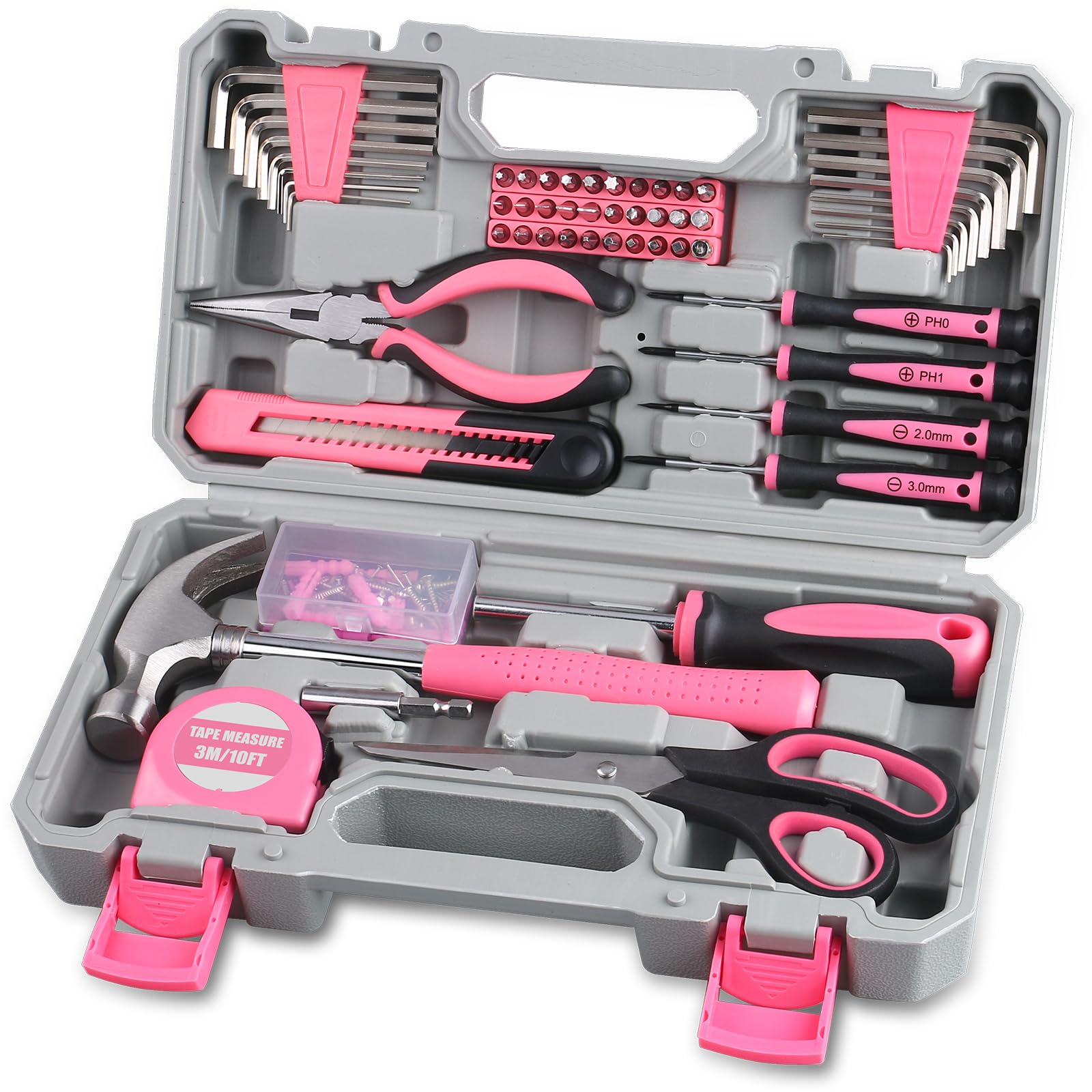 WINNER 150-Piece Pink Color All-Purpose Household Tool Kit in Toolbox ...