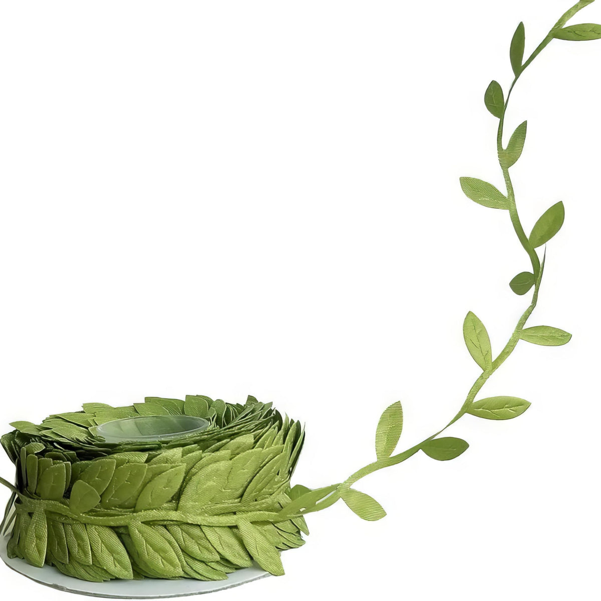 Leaf Ribbon 20 Yard Fabric Ribbons Roll Green Leaf Tape 1" Width Artif ...