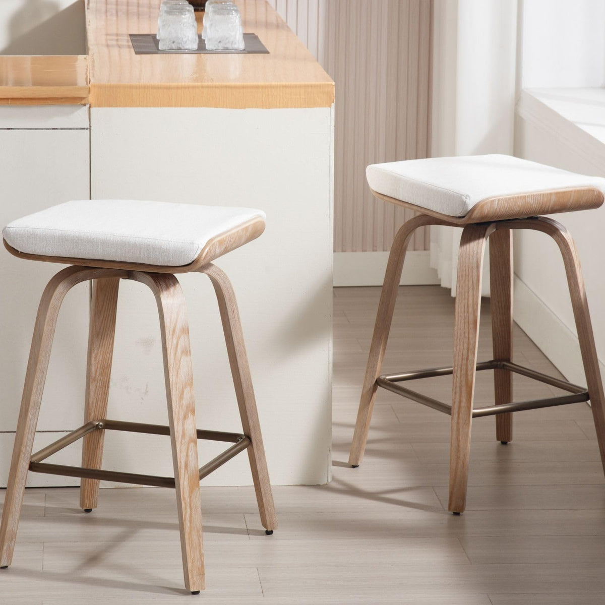 26’’ Swivel Counter Stools Counter Height Bar Stools Set of 2, Rustic ...