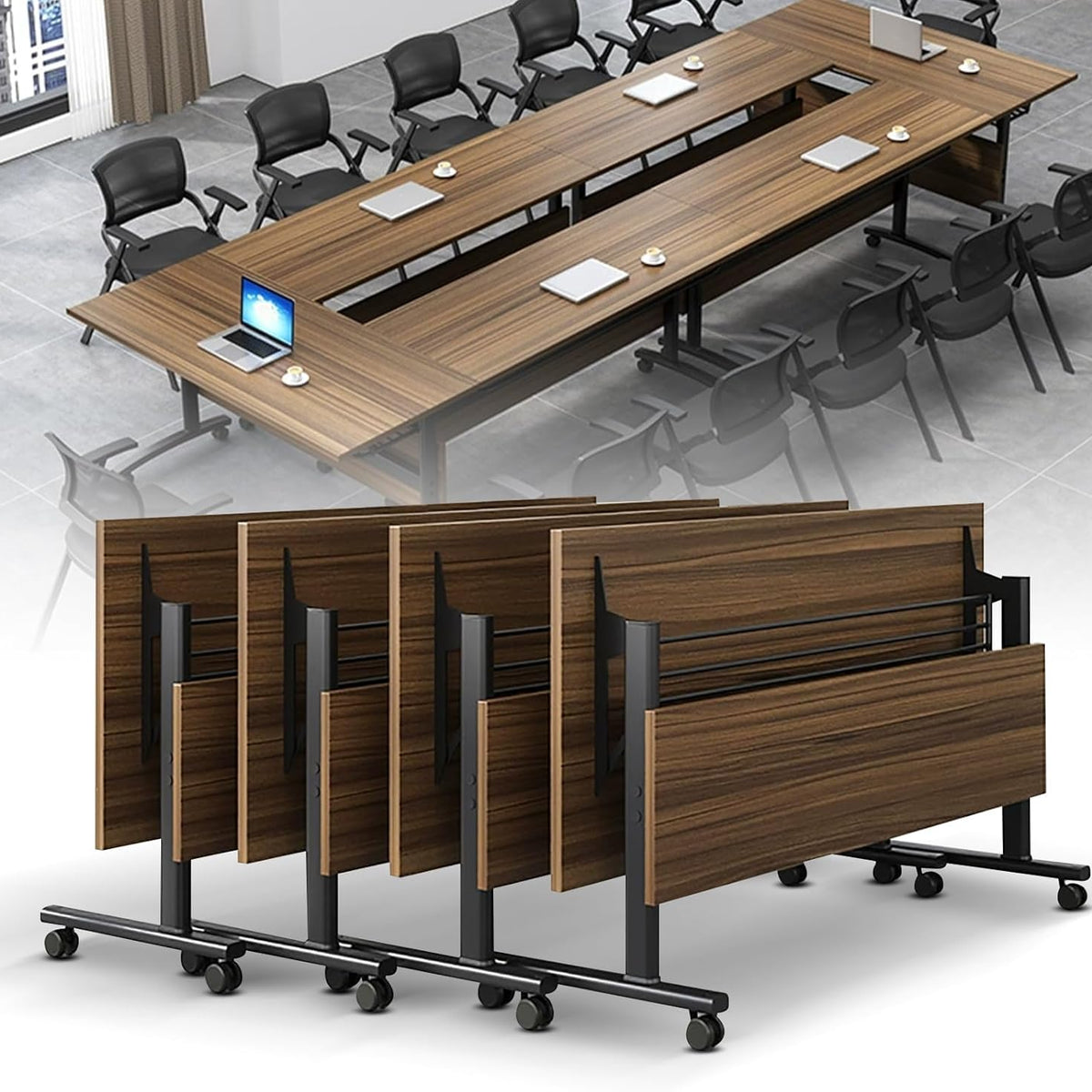 AKSOUDEW Conference Table, Folding Conference Room Tables with Flip-To ...
