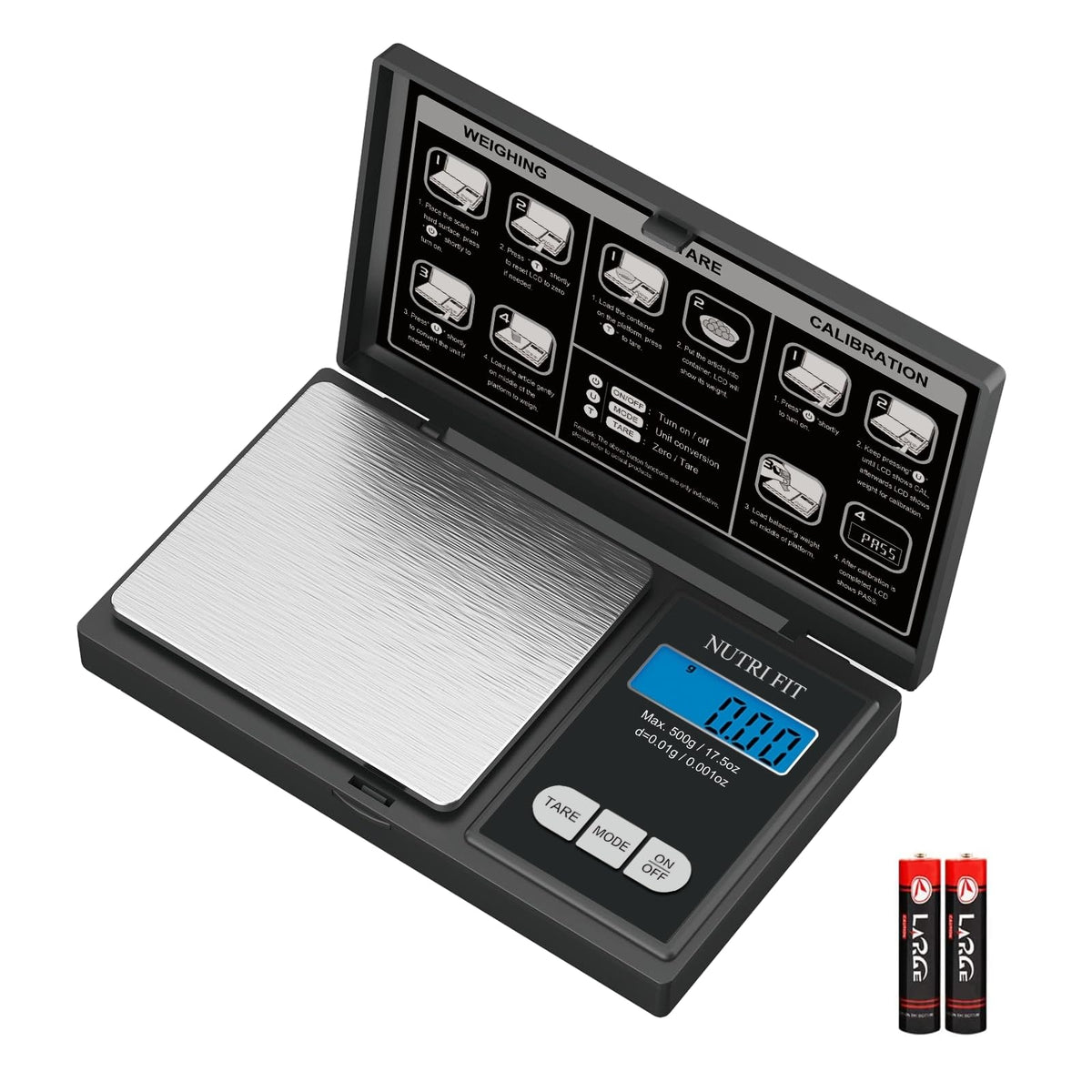 NUTRI FIT Gram Scale Digital Scale 0.01g Accuracy, 500g Small Pocket S ...