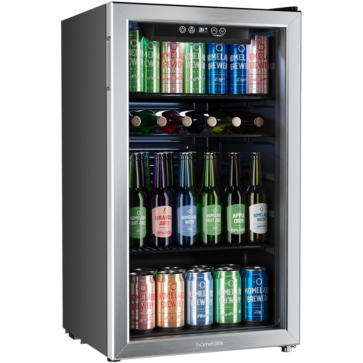 hOmeLabs Beverage Refrigerator and Cooler - 120 Can Mini Fridge with G ...
