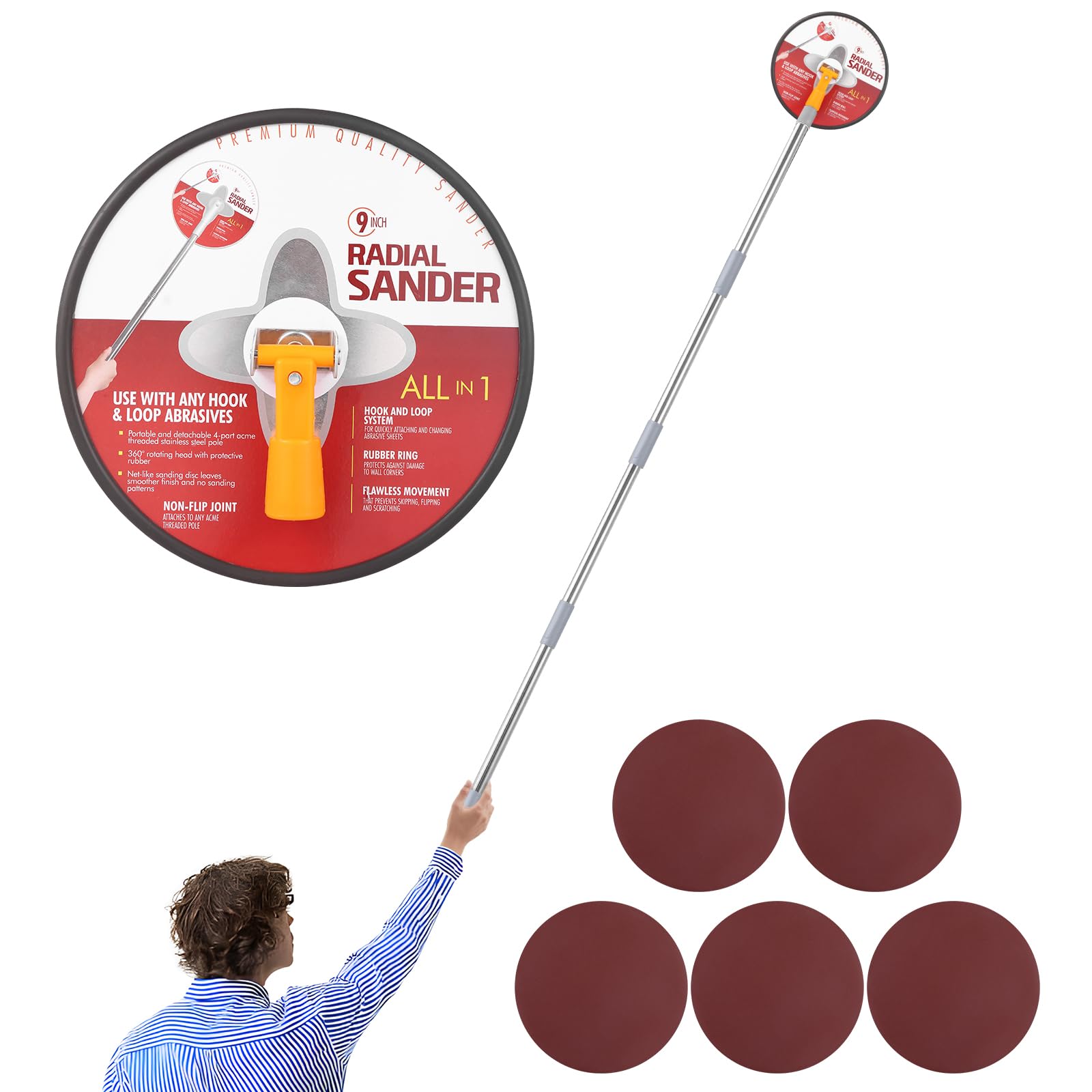 Drywall Pole Sander, 86 inch Drywall Sander With Extension Pole, Manual ...