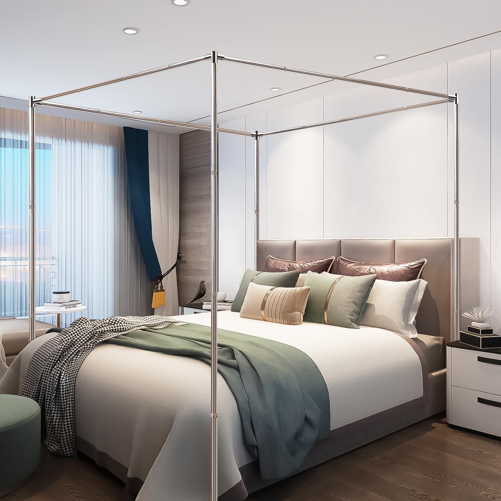 King Canopy Bed Frame, Stainless Steel Canopy Bed Frame King Size ...