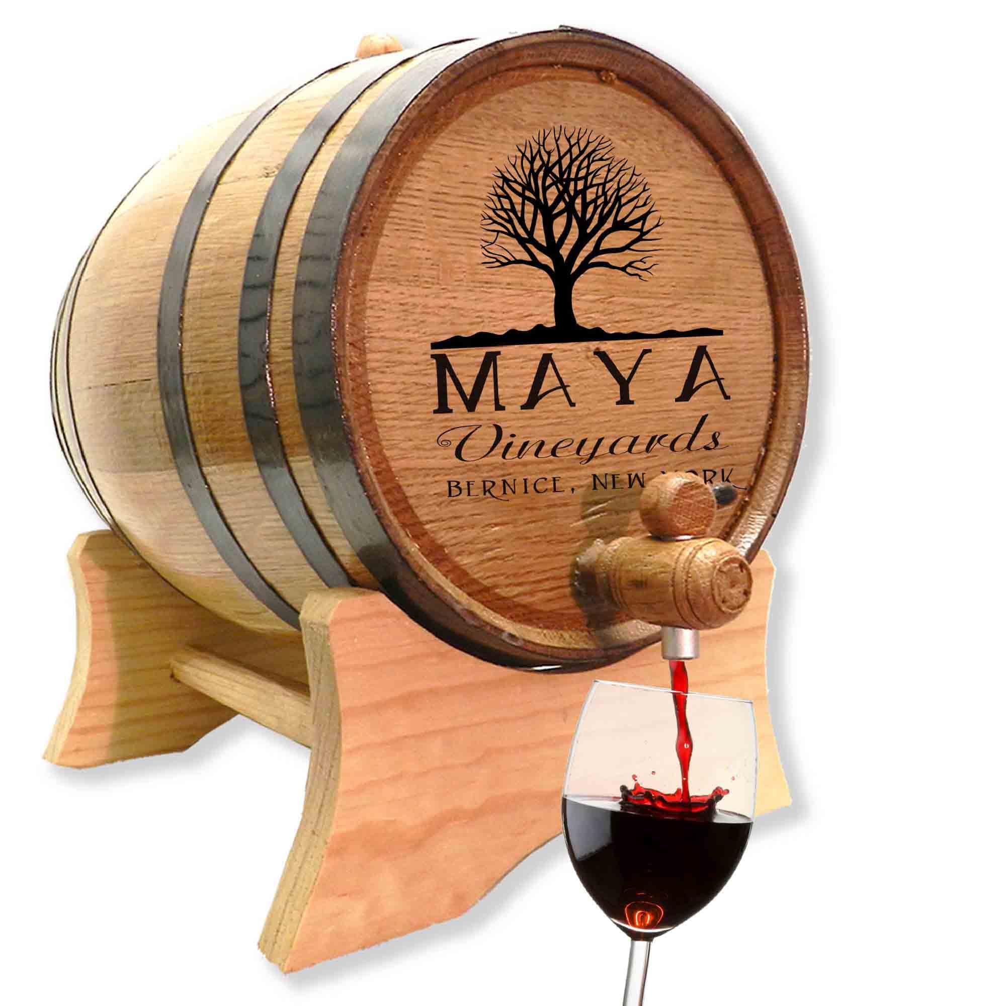 Personalized 5 Liter Oak Wine Barrel (1 Gallon) | Premium Toasted ...