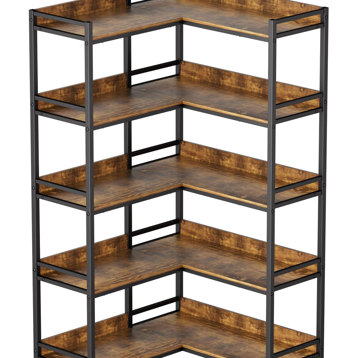 Aquzee Large 5-Tier Corner Bookshelf - Modern Tall Corner Shelf Storag ...