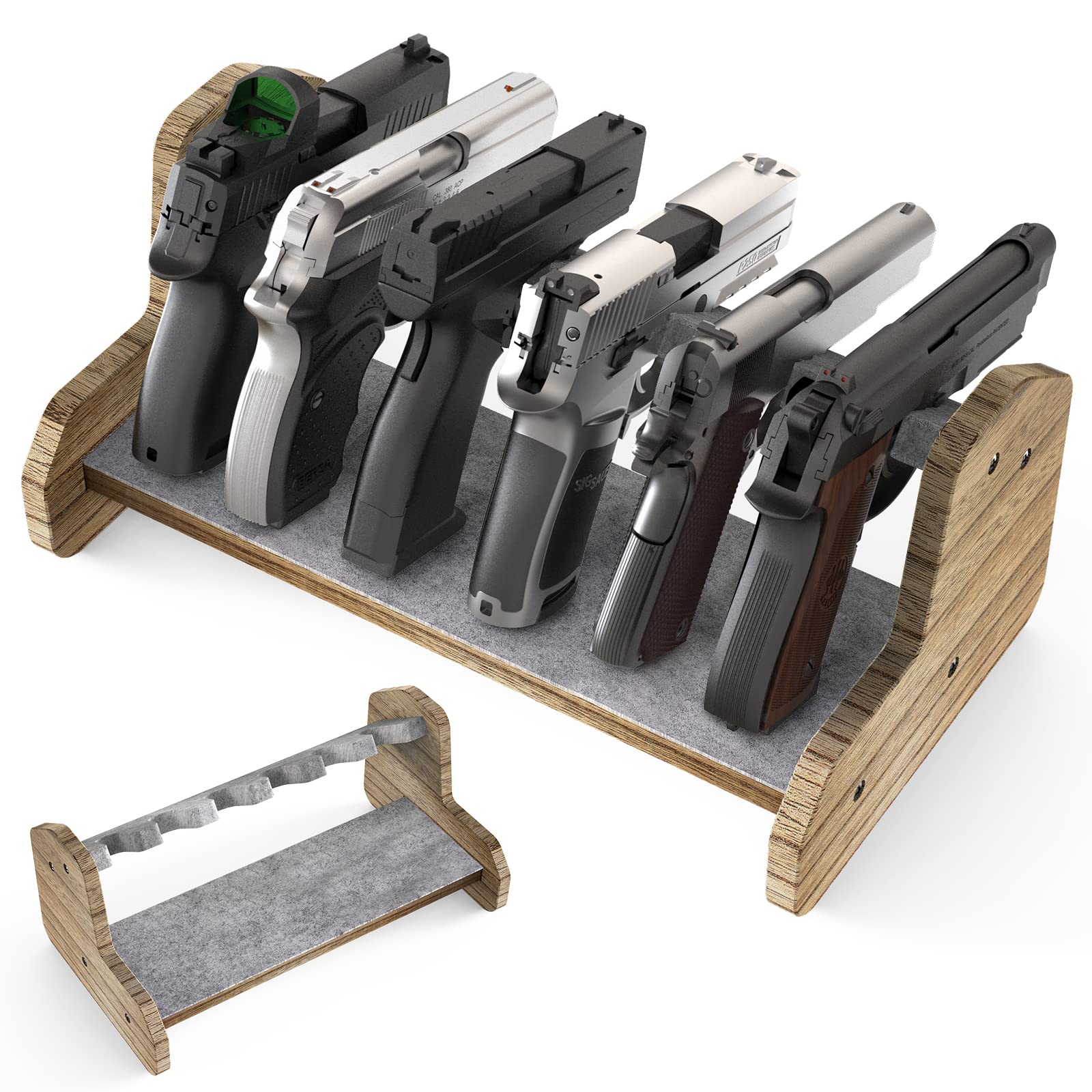 DINGDOON Pure Wood Made Pistol Rack, Handgun Rack for Gun Cabinet ...