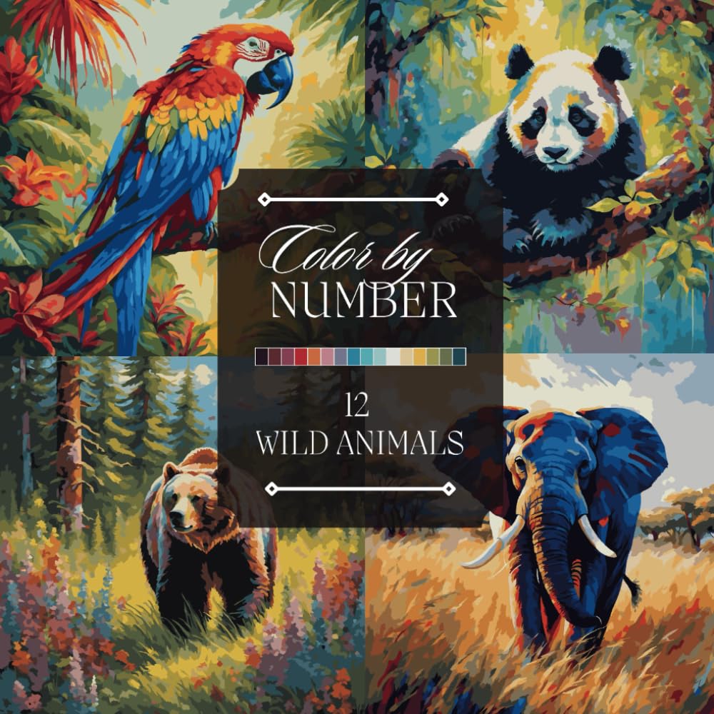Color by Number Adult Coloring Book: Featuring Wild Animals Like Parro ...