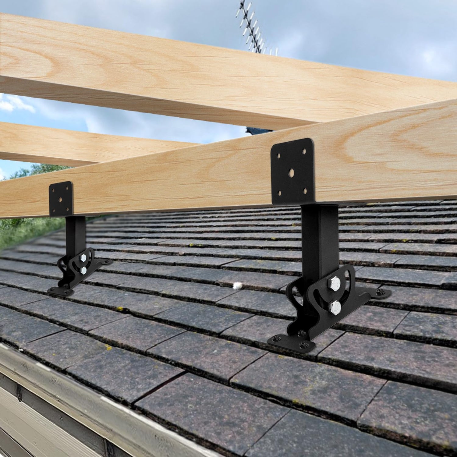 Wdwlbsm 3PCS Roof Riser Brackets Kit Adjustable Pergola Roof Riser Bea ...