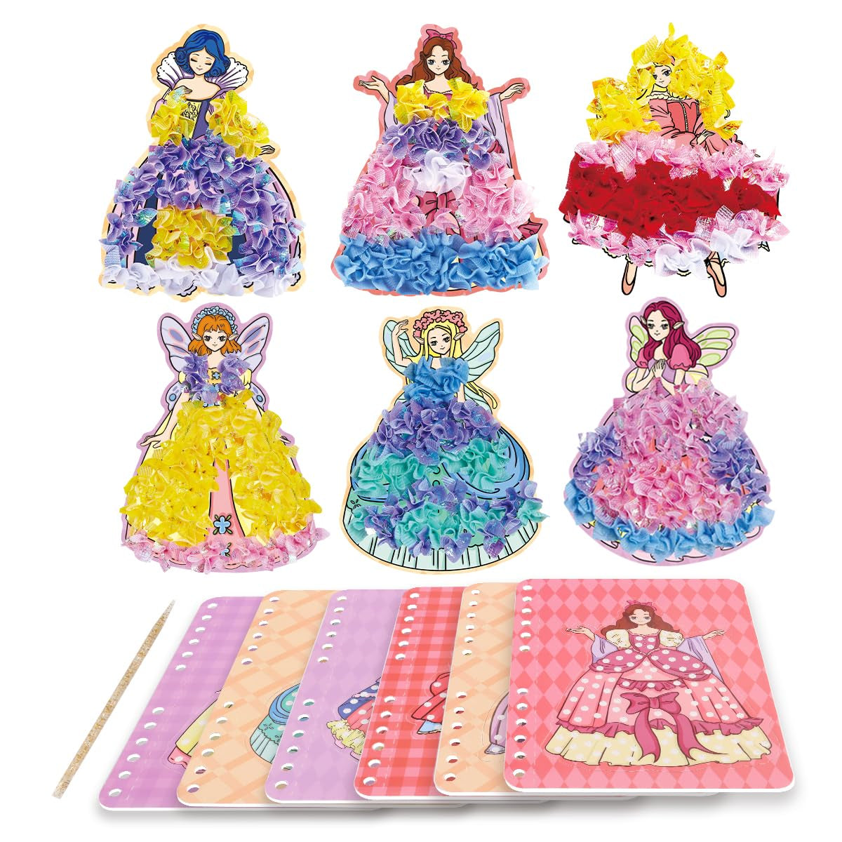 BLXIN Poke-Art Princess Craft Kit, Girls DIY Paper Art Set with Castle ...