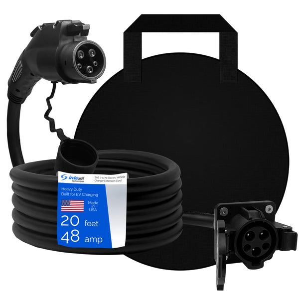 Inteset 20ft 48amp J1772 EV Extension Cable, Made in USA - for Electri ...