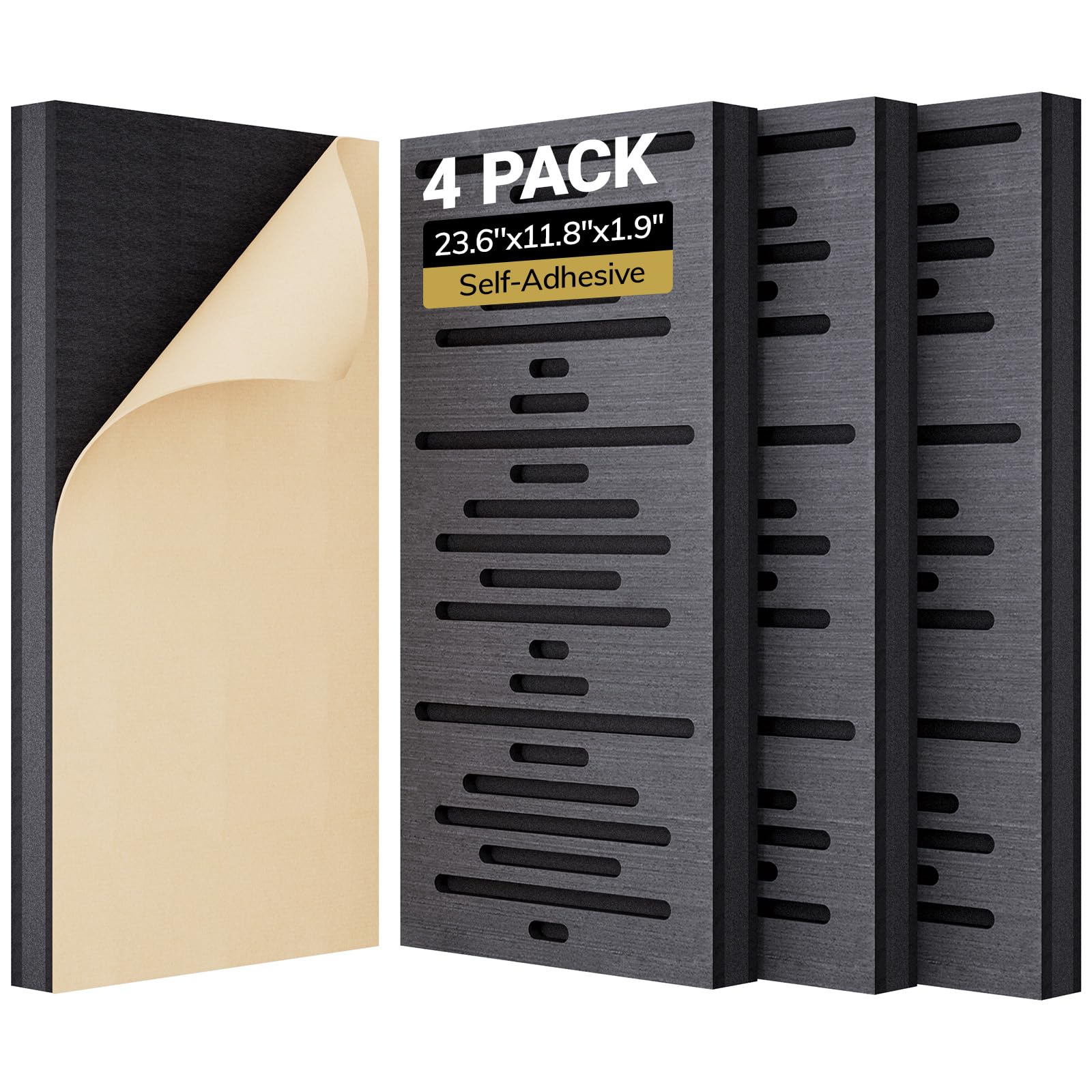 TONOR 4-Pack Acoustic Wood Wall Panels, 23.6” * 11.8” * 1.9” 3D Self ...