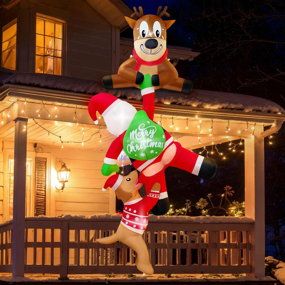 OurWarm 8FT Hanging Christmas Inflatables Outdoor Decorations, Climbin ...