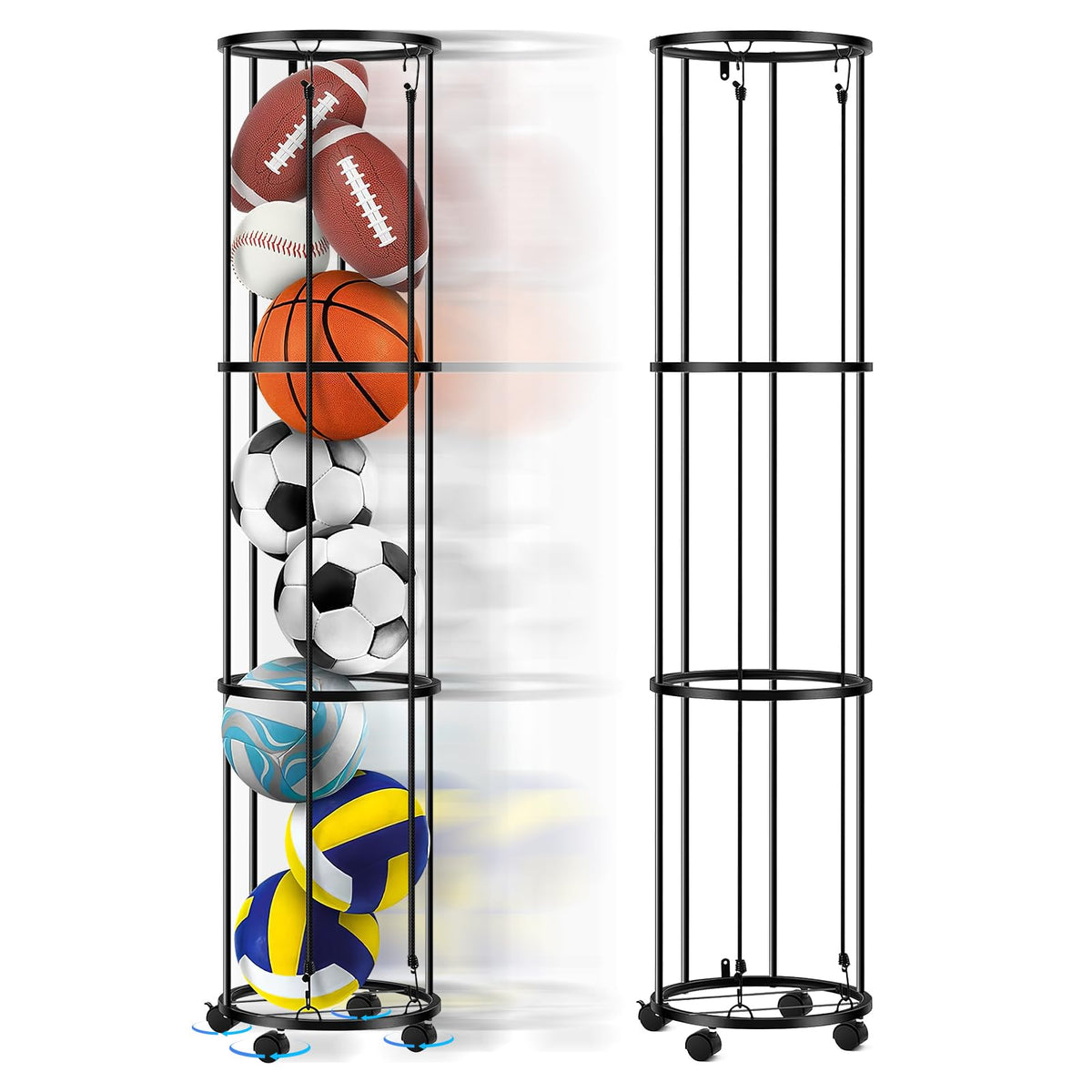 Columnar Vertical Ball Storage Racks with Wheels-NEW Durable 58x13'' R ...