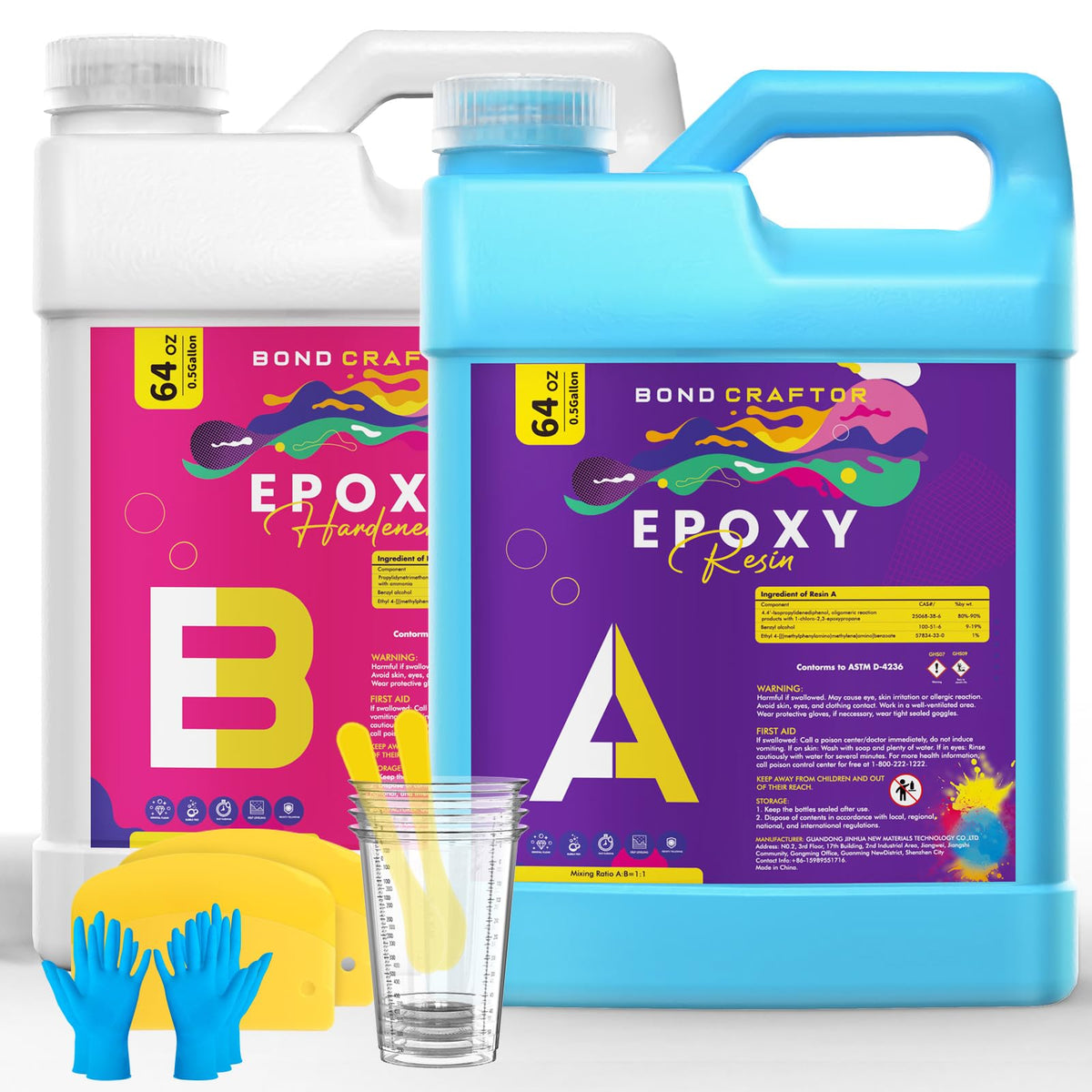 Bond Craftor Epoxy Resin Kit 1Gallon, Clear Crystal Resina Epoxica Foo ...