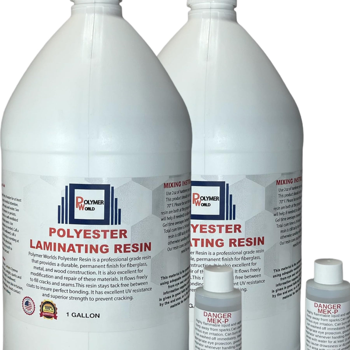 Polymer World- Polyester Resin 2 Gallon Kit with MEKP for Boats, Autos ...