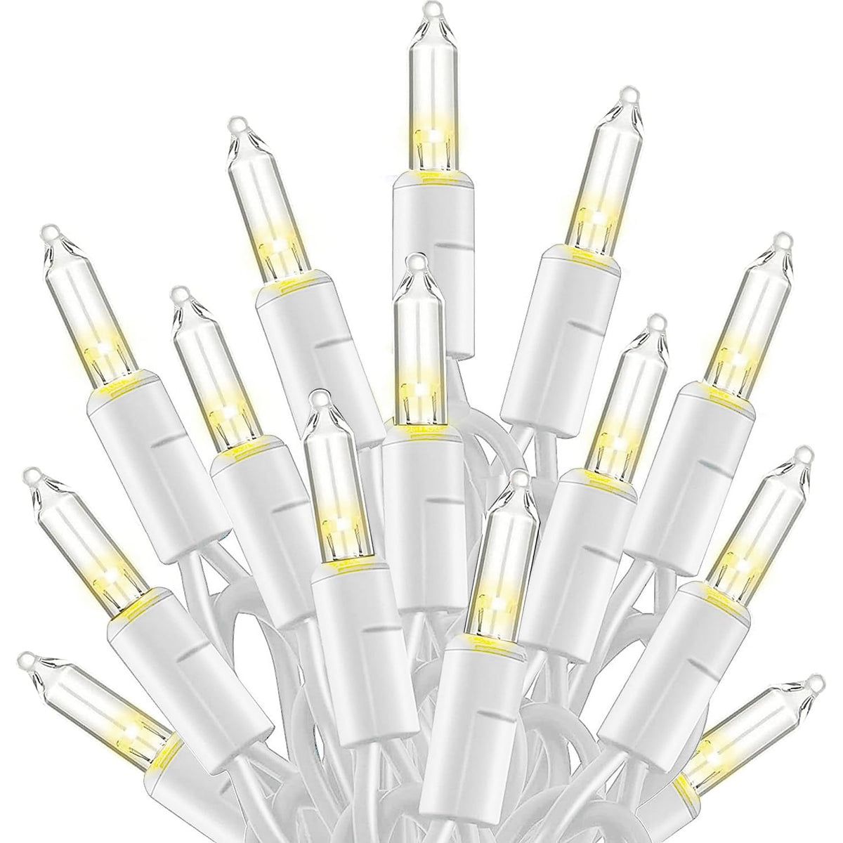 TW SHINE Warm White Christmas Lights, 20FT 100 Count Incandescent Whit ...