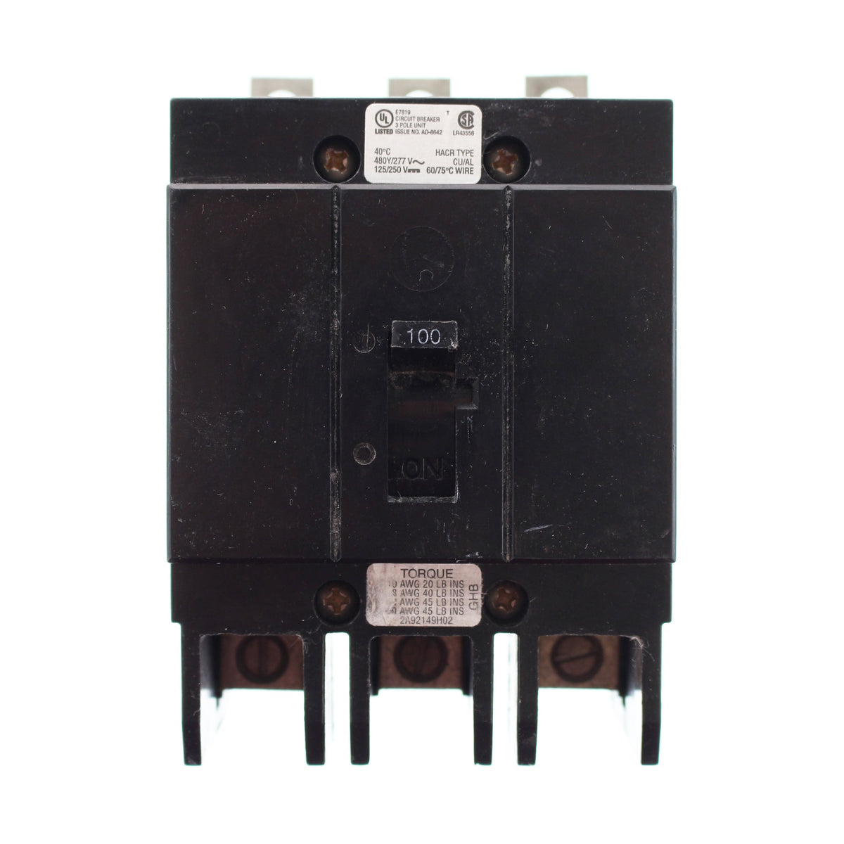 Eaton GHB3100 Circuit Breaker,100A,Bolt On,277/480V,3P – WoodArtSupply