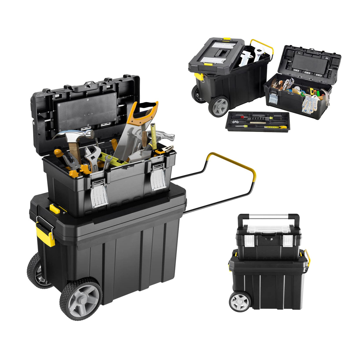 Goplus 2-in-1 Tool Box Portable Rolling Toolbox Storage Solution Multi ...