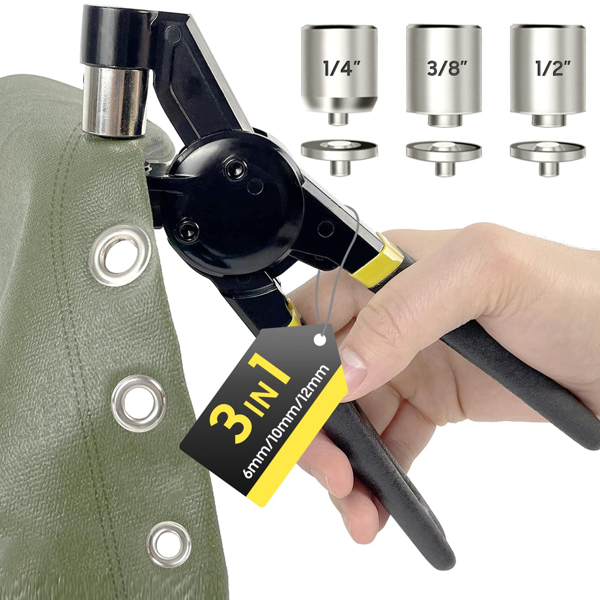HAPDEN Grommet Tool Kit 1/2 1/4 3/8 Multi-Size Hole Punch, 600 Pcs Hea ...