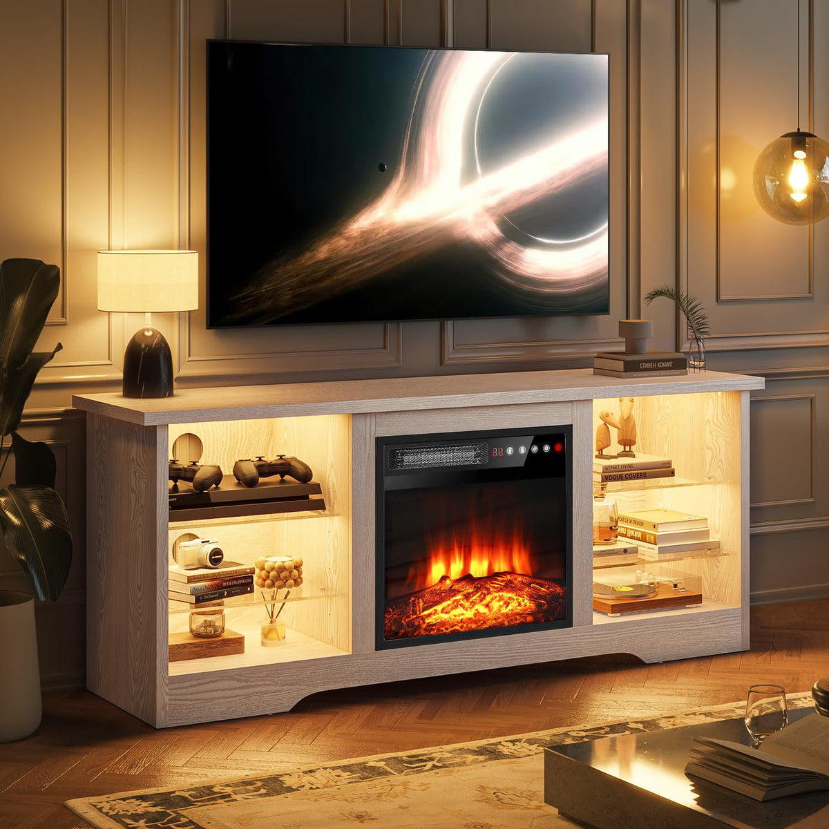 VITESSE 58 Inches Fireplace TV Stand for TVs up to 65 Inches Console w ...