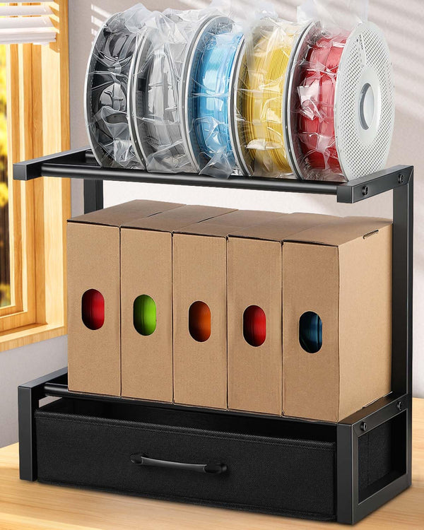 2-Tier Desktop Filament Storage Rack with Fabric Drawer - 3D Printer F ...