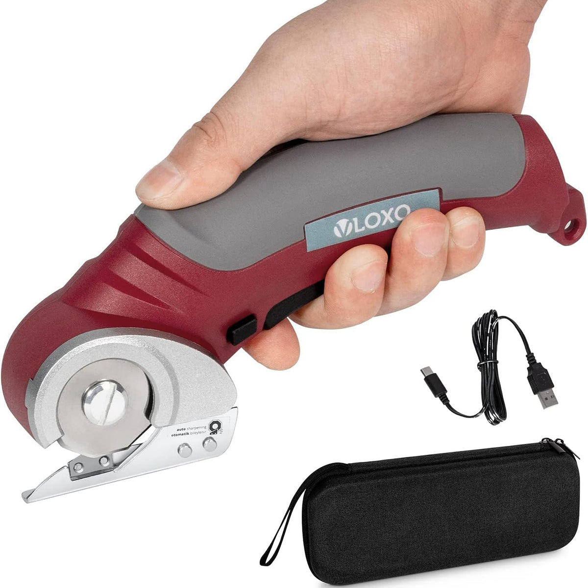 VLOXO Cordless Electric Scissors, Rotary Cutter for Fabric with Safety ...