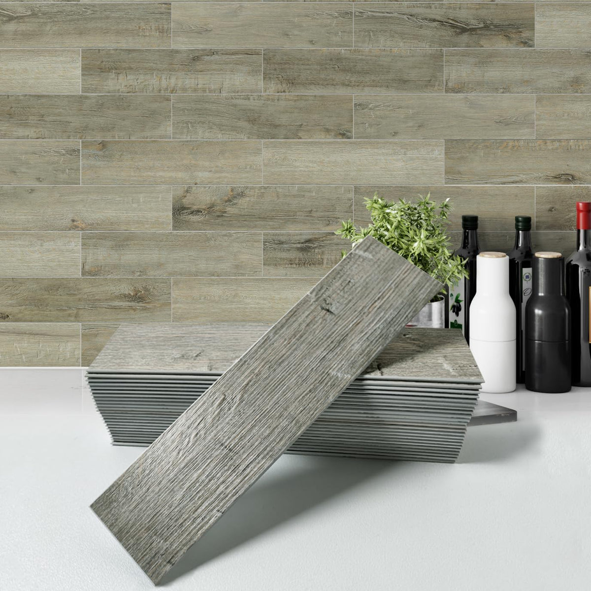 W&S 24 PCS Caesious Grey Peel and Stick Wood Panels for Walls, Stick o ...