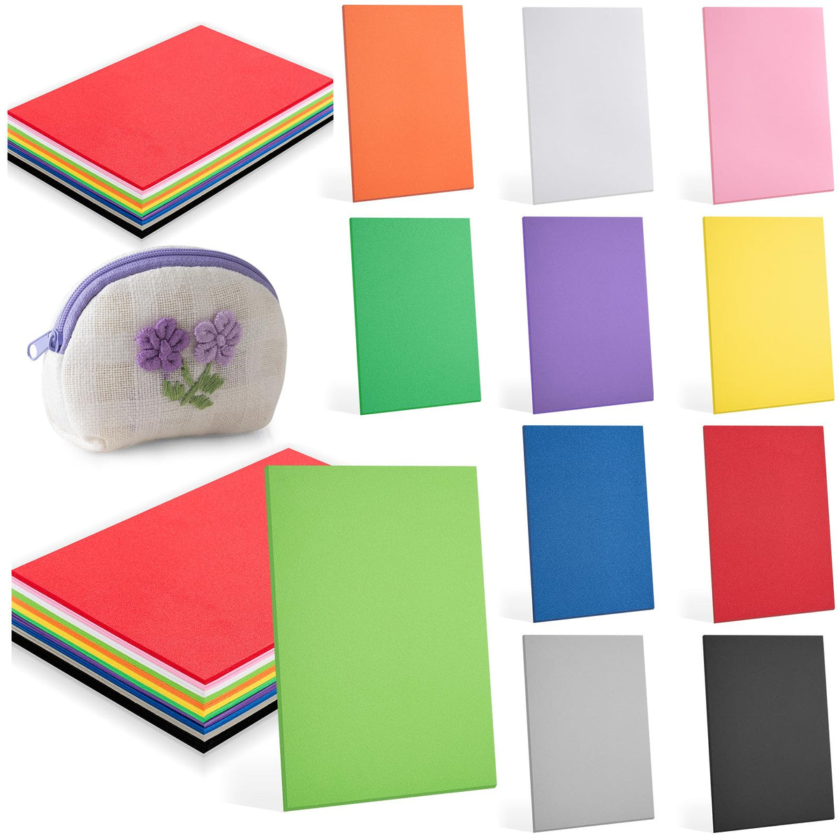 Treela 24 Pcs 2 mm Embroidery Foam 6" x 9" Puffy Foam Assortment EVA C ...